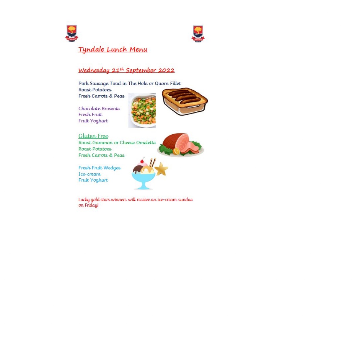 Lunch Menu 21.09.22 - Tyndale Primary School