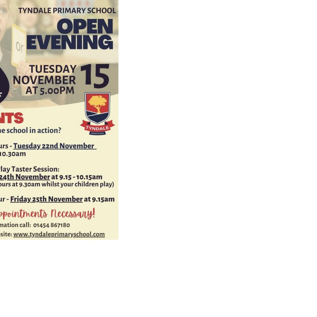 New EYFS Parent Open Evening 15.11.22 - Tyndale Primary School